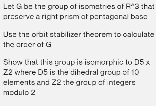 Solved Let G be the group of isometries of R^3 that preserve | Chegg.com