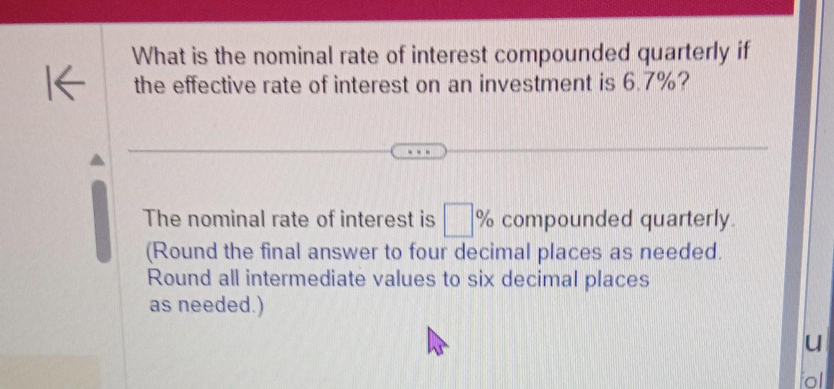 Solved What is the nominal rate of interest compounded | Chegg.com