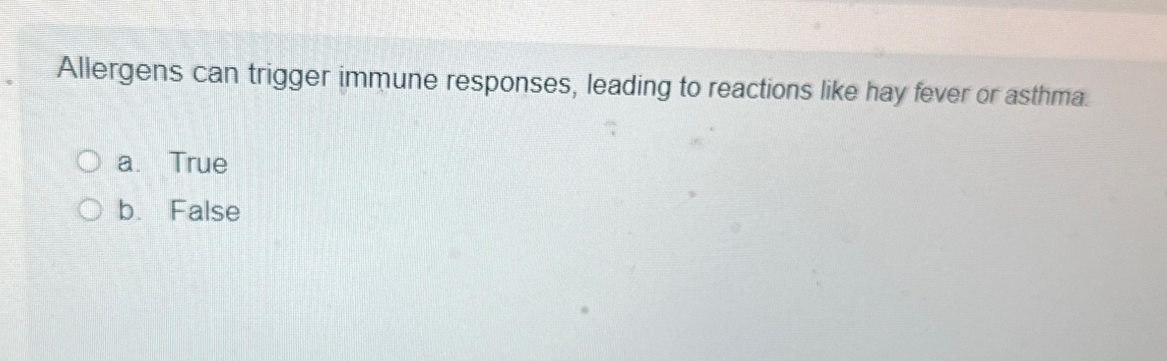 Solved Allergens can trigger immune responses, leading to | Chegg.com
