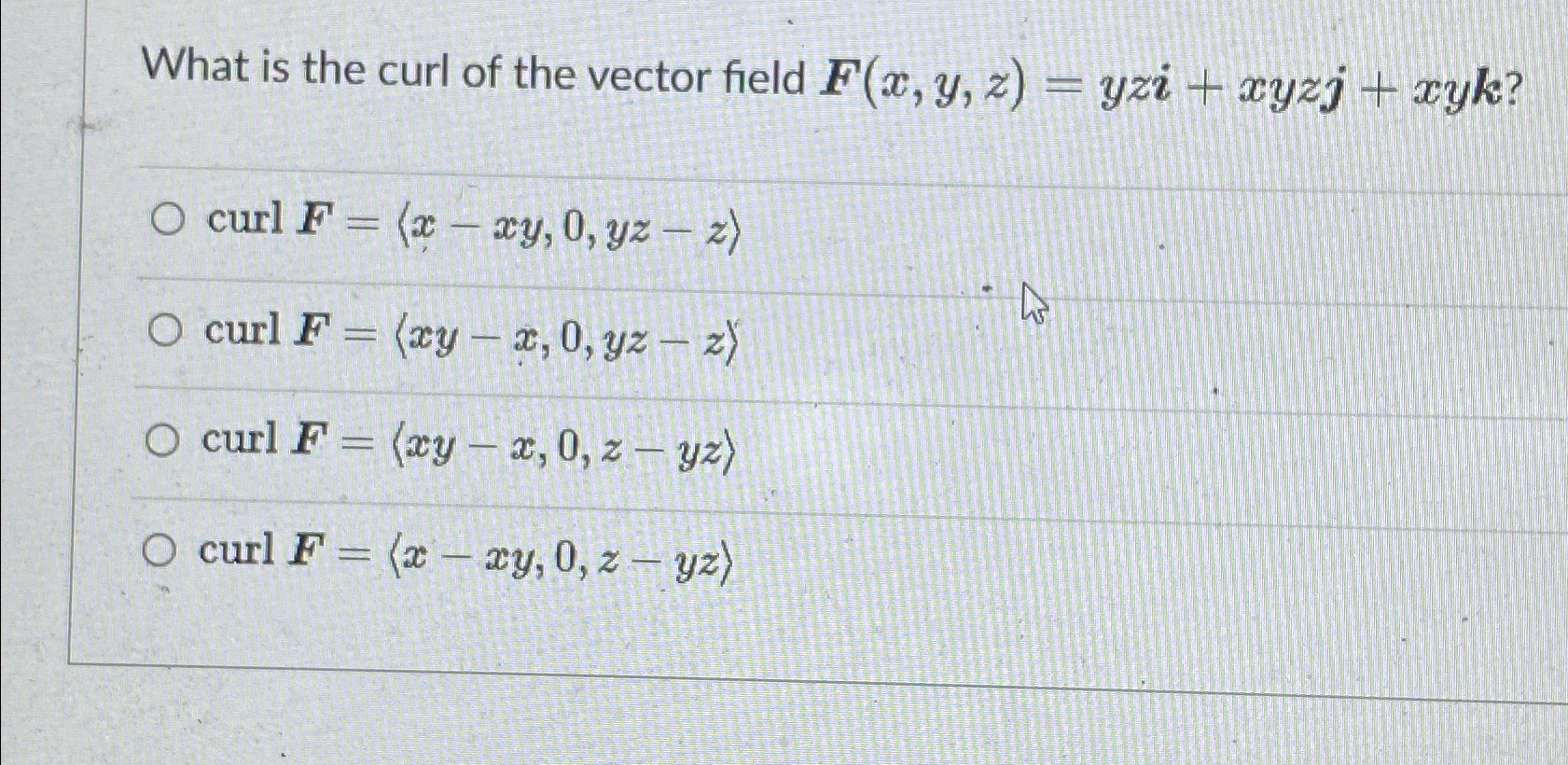 Solved What is the curl of the vector field | Chegg.com