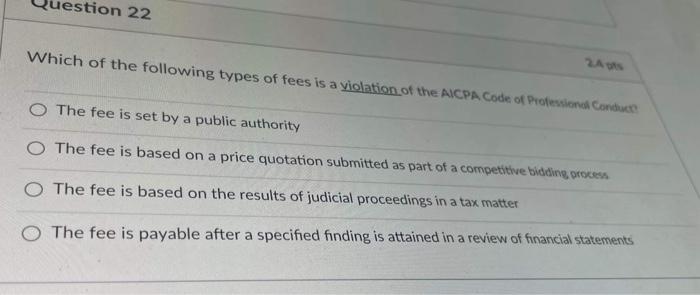 Solved Which of the following types of fees is a violation | Chegg.com