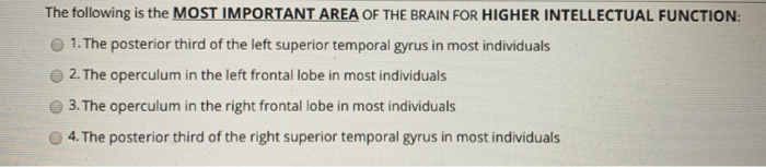 Solved An injury to the Operculum of the left frontal lobe | Chegg.com
