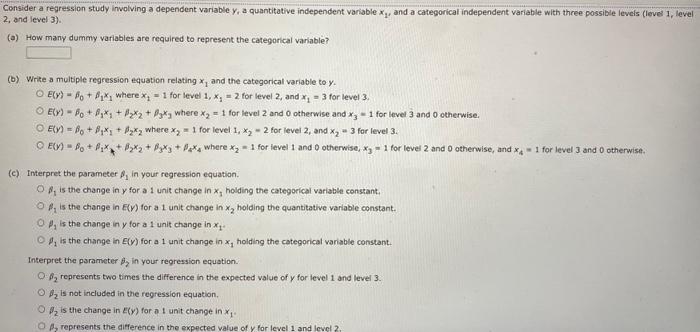 , and level 3). (a) How many dummy variables are | Chegg.com