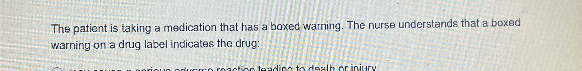 The patient is taking a medication that has a boxed | Chegg.com
