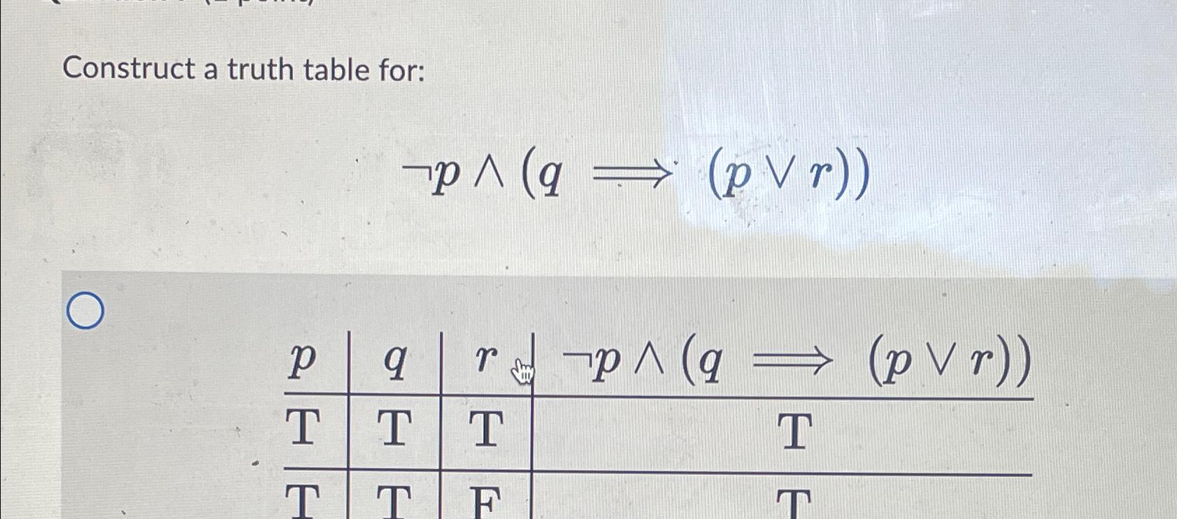 Solved Construct a truth table | Chegg.com