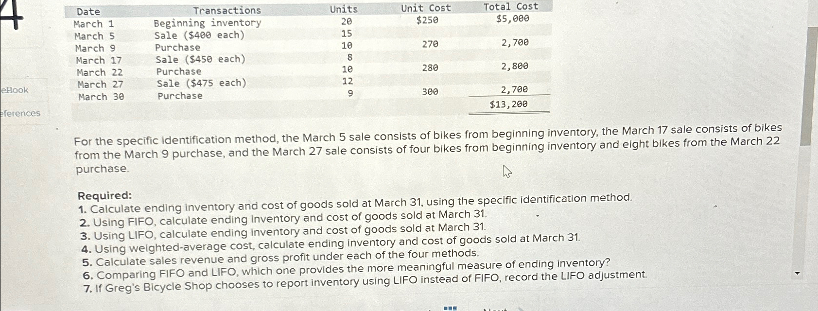 Solved \table[[Date,Transactions,Units,Unit Cost,Total | Chegg.com