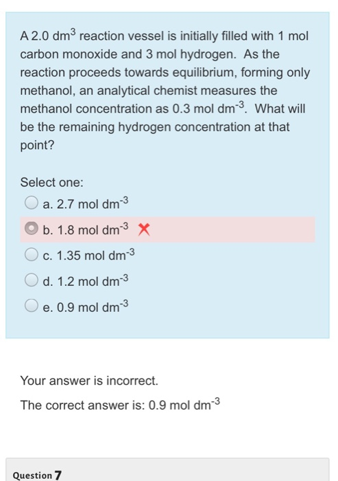 Solved A 2.0 dm3 reaction vessel is initially filled with 1 | Chegg.com