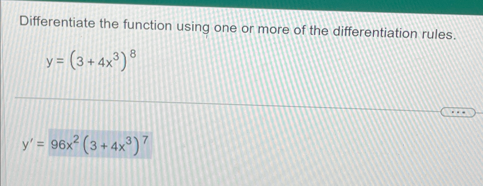 Solved Differentiate the function using one or more of the | Chegg.com