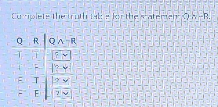 Solved Complete the truth table for the statement Q∧∼R. | Chegg.com