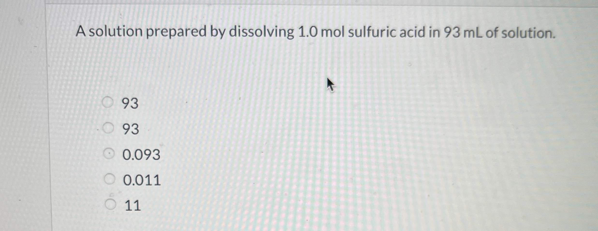 Solved A solution prepared by dissolving 1.0 ﻿mol sulfuric | Chegg.com