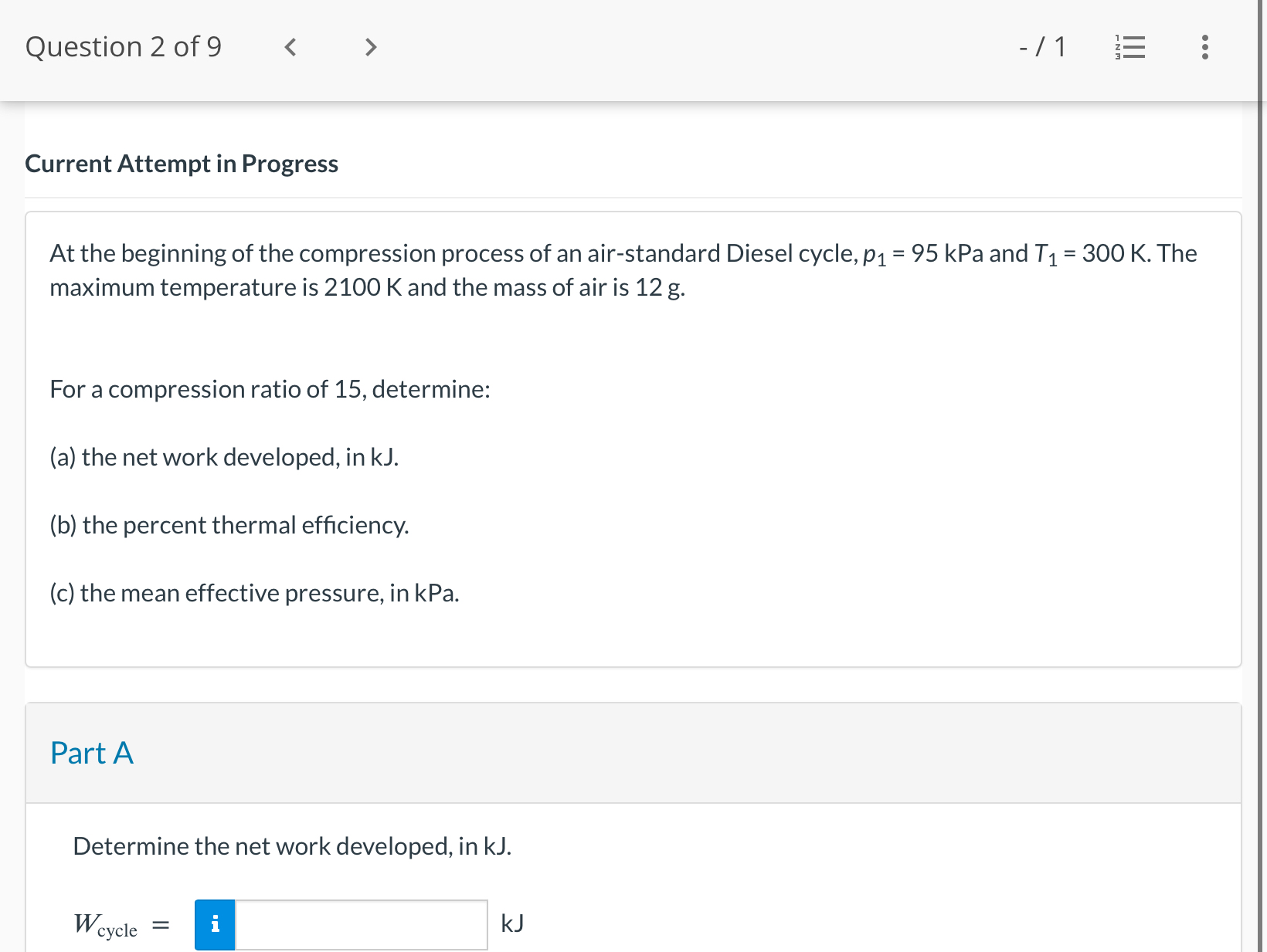 Solved Question 2 ﻿of 9-1Current Attempt in ProgressAt the | Chegg.com