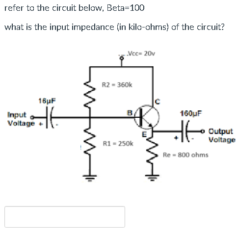 [Solved]: refer to the circuit below, Beta=100 what is the i