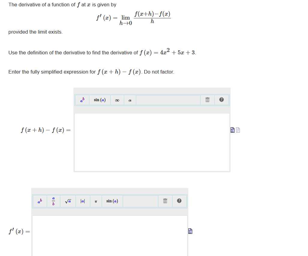 Solved The derivative of a function of f ﻿at x ﻿is given | Chegg.com