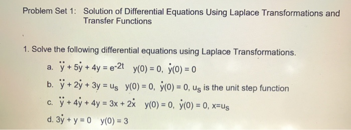 Solved Problem Set 1: Solution of Differential Equations | Chegg.com