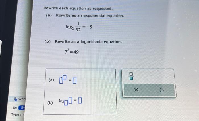 Solved Rewrite Each Equation As Requested A Rewrite As An 0646