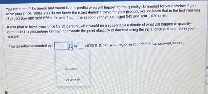 Solved You run a small business and would like to predict | Chegg.com