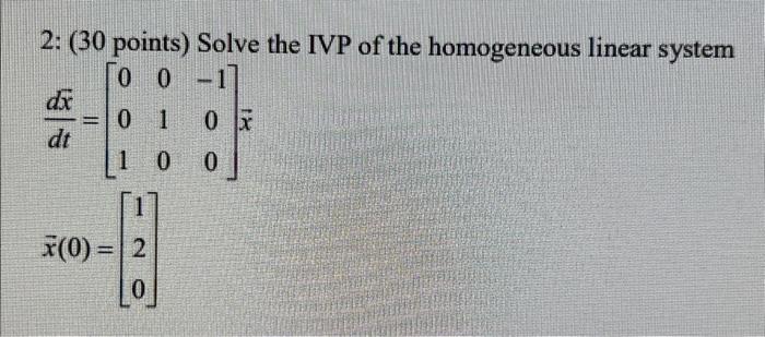 Solved 2: (30 points) Solve the IVP of the homogeneous | Chegg.com