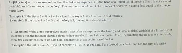 Solved A - [20 points) Write a recursive function that takes | Chegg.com