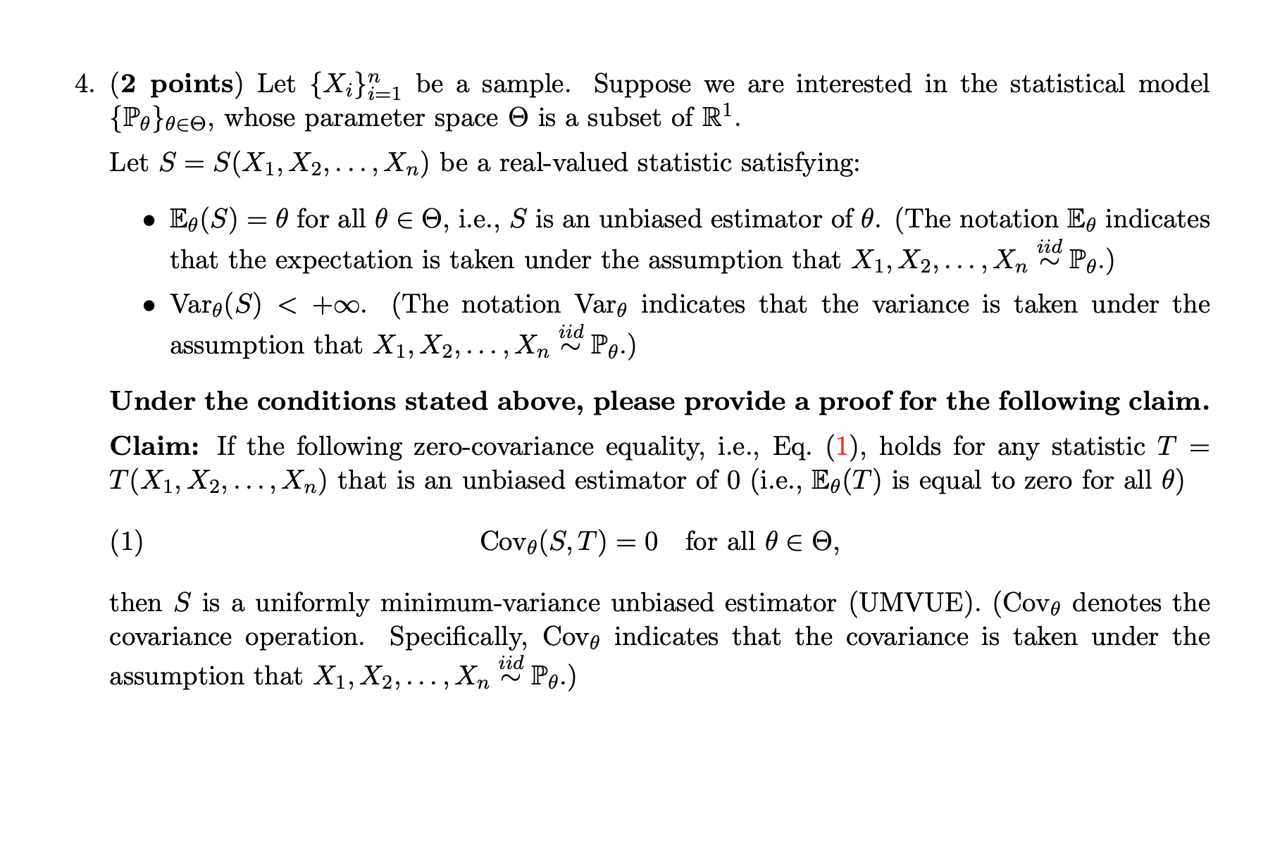 Solved ( 2 ﻿points) ﻿Let {xi}i=1n ﻿be a sample. Suppose we | Chegg.com