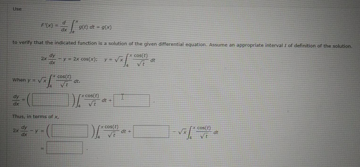 Solved Use F'(x) = d dx L Solved Use F'(x) = d dx L