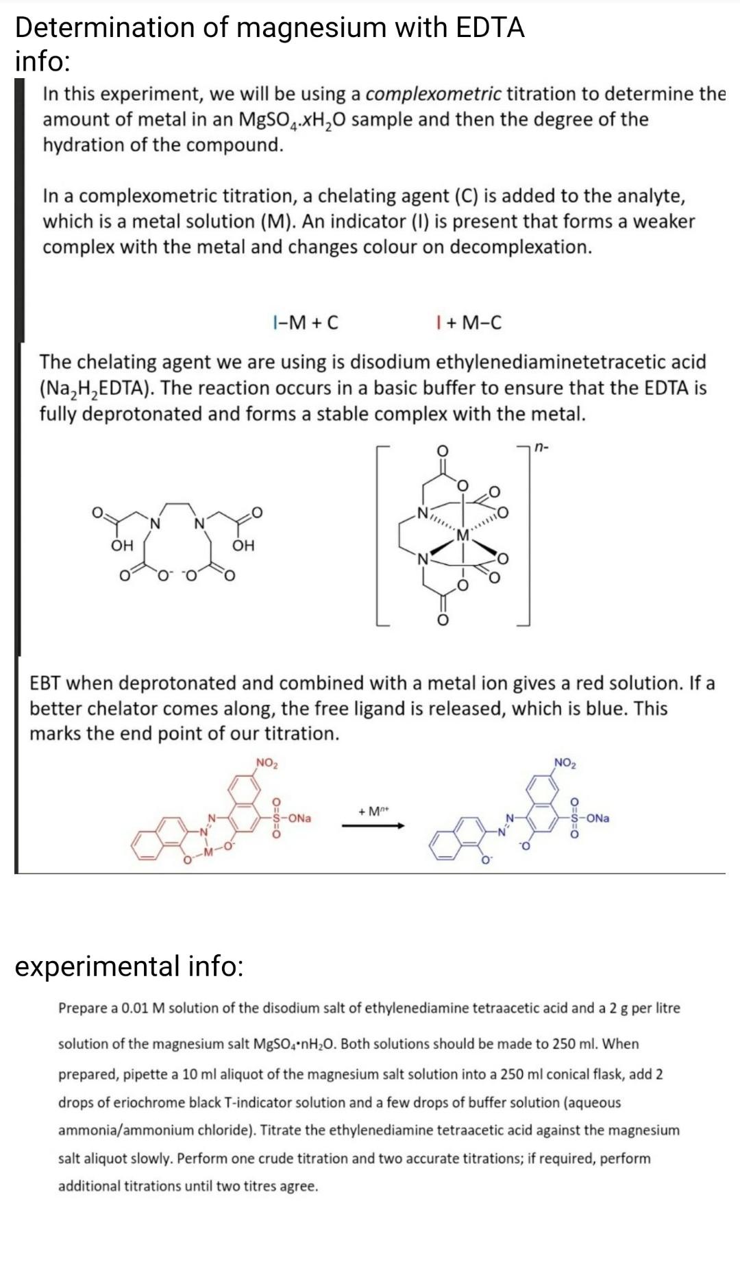 Solved Determination of magnesium with EDTA info: In this | Chegg.com