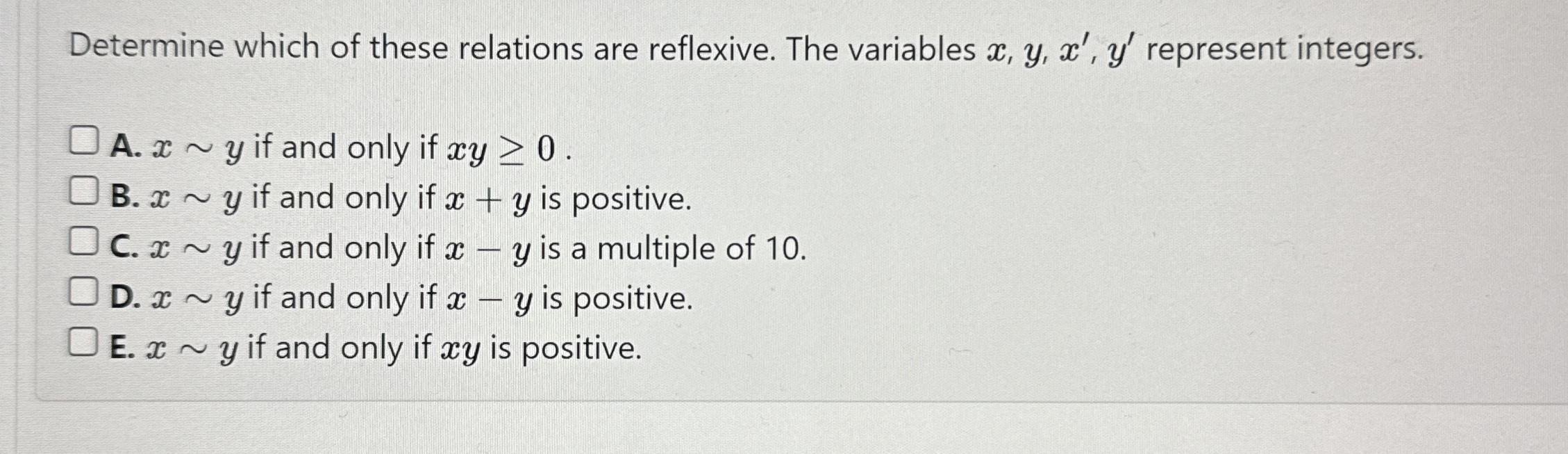 Solved Determine which of these relations are reflexive. The | Chegg.com