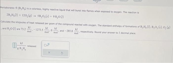 Solved Pentaborane-9 (B5H9) is a colorless, highly reactive | Chegg.com