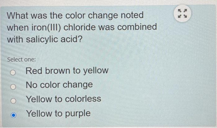 Solved What was the color change noted when iron(III) | Chegg.com