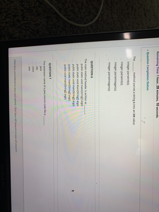 Solved Question Completion Status Given The Following Class 8138