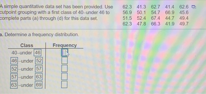 Solved A simple quantitative data set has been provided. Use | Chegg.com