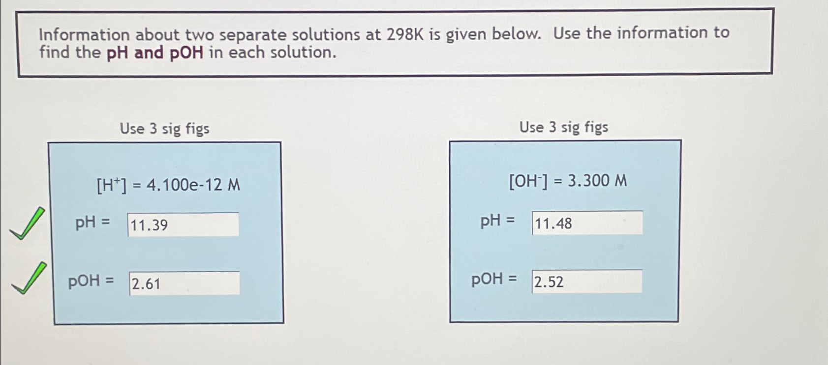 Solved Information about two separate solutions at 298K ﻿is | Chegg.com