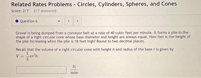 Solved Related Rates Problems - Circles, Cylinders, Spheres, | Chegg.com
