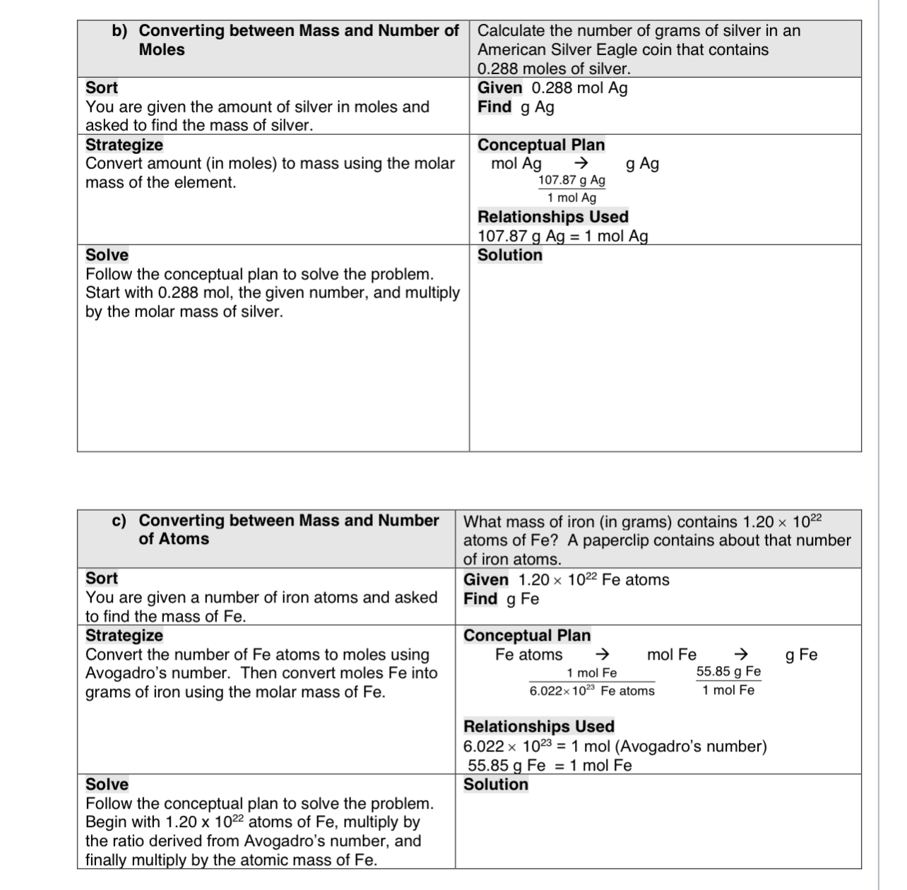 Solved \table[[\table[[b) ﻿Converting between Mass and | Chegg.com