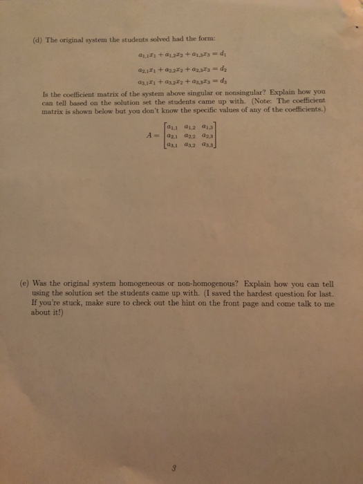 Solved Two linear algebra students solve the same linear | Chegg.com
