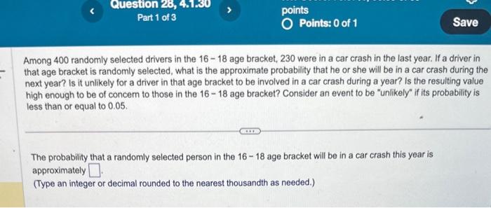 Solved Among 400 randomly selected drivers in the 16−18 age | Chegg.com