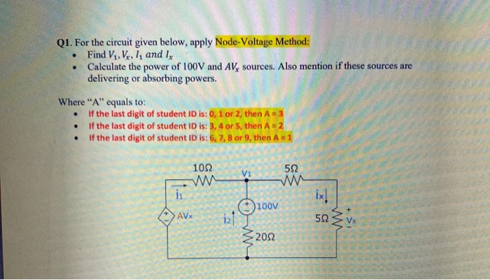 Solved . Q1. For the circuit given below, apply Node-Voltage | Chegg.com