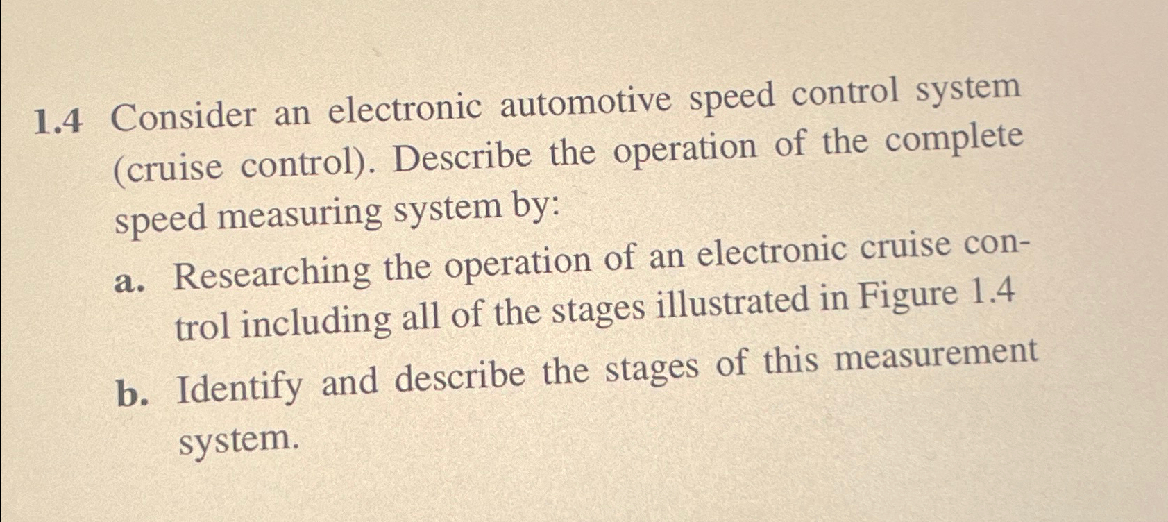 1.4 ﻿Consider an electronic automotive speed control | Chegg.com