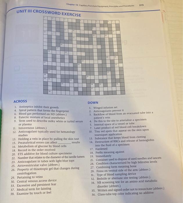 Solved Chapter 10 Capillary Puncture Equipment. Principles | Chegg.com