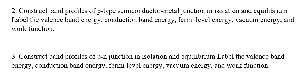 Solved Construct band profiles of p-type semiconductor-metal | Chegg.com
