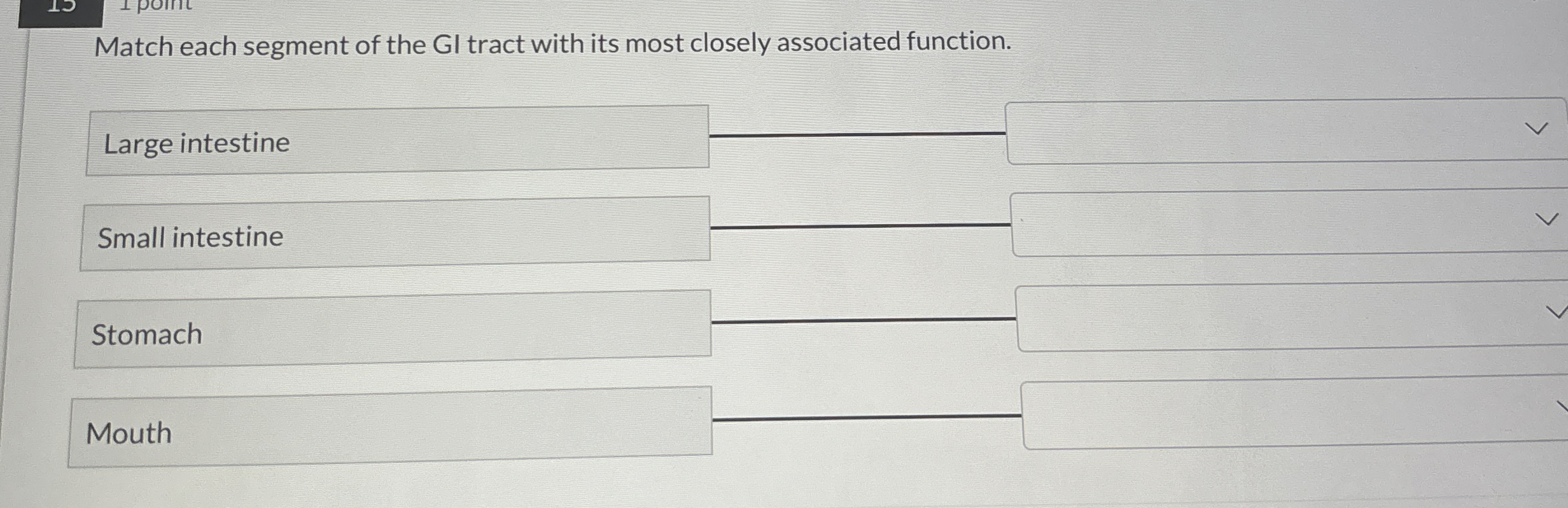 Solved Match each segment of the GI tract with its most | Chegg.com