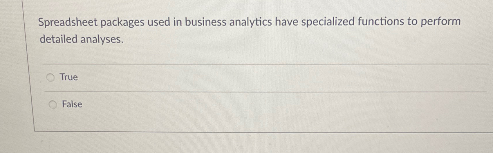 Solved Spreadsheet packages used in business analytics have | Chegg.com