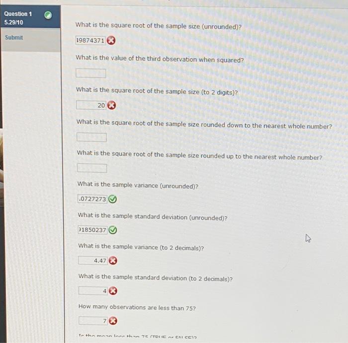 Solved What is the square root of the sample size | Chegg.com