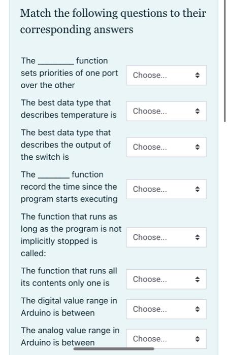 Match the following questions to their corresponding | Chegg.com