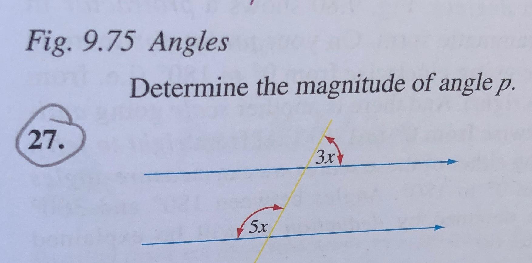 Solved Fig. 9.75 ﻿AnglesDetermine the magnitude of angle | Chegg.com