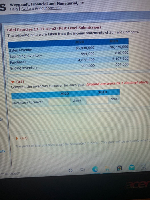 Solved Weygandt, Financial and Managerial, 3e Brief Exercise | Chegg.com