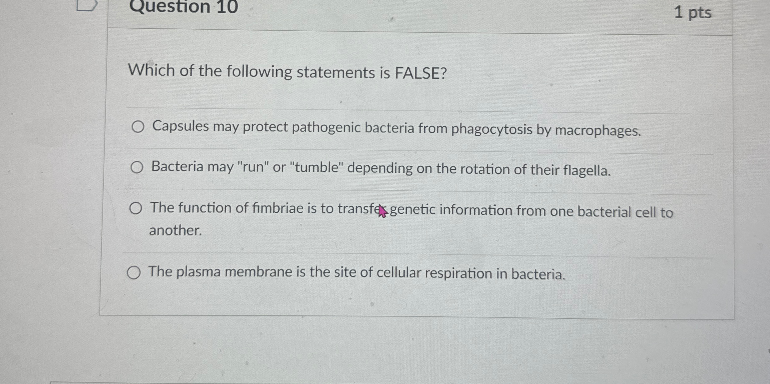 Solved Question 101 ﻿ptsWhich of the following statements is | Chegg.com