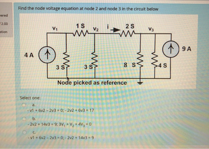 Solved Find the node voltage equation at node 2 and node 3 | Chegg.com