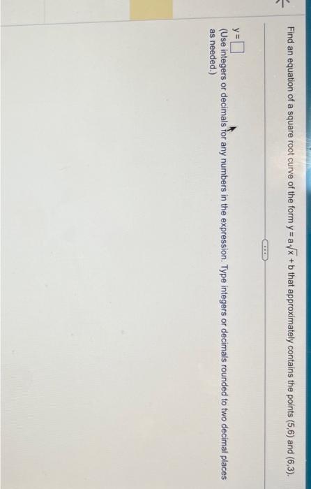 Solved Find an equation of a square root curve of the form | Chegg.com