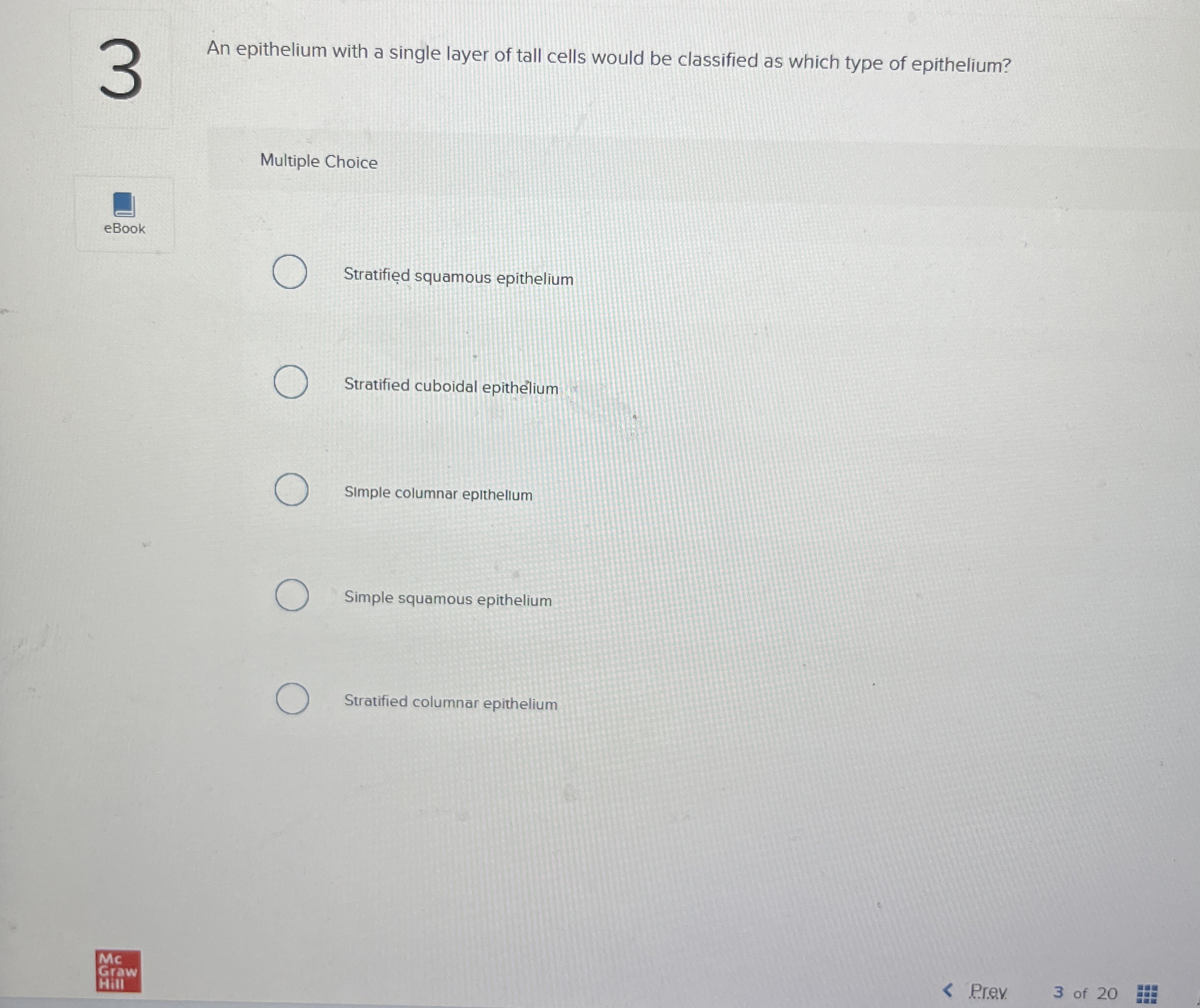 Solved 3An epithelium with a single layer of tall cells | Chegg.com
