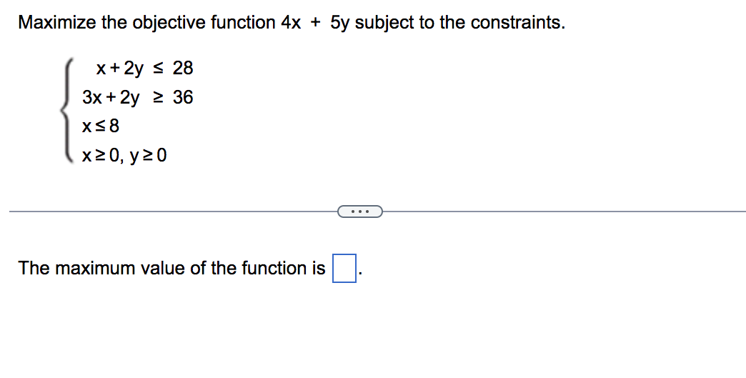 Solved Maximize The Objective Function 4x 5y subject To The